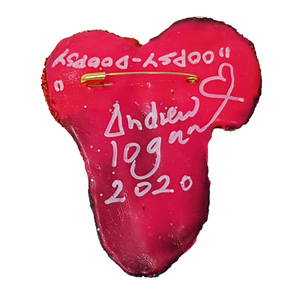PINK AND RED FACE BROOCH - OOPSY DOOPSY – Andrew Logan